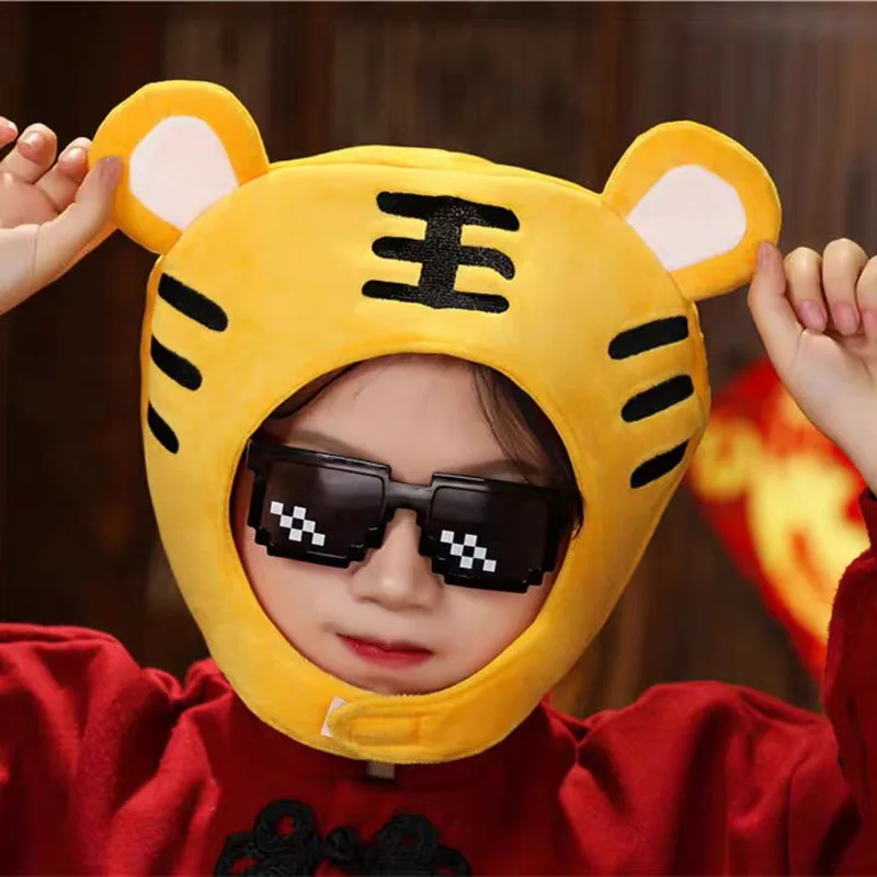 Chinese Zodiac Tiger Toy Hat Cap, Cartoon Animal Head Mascot Hats ...