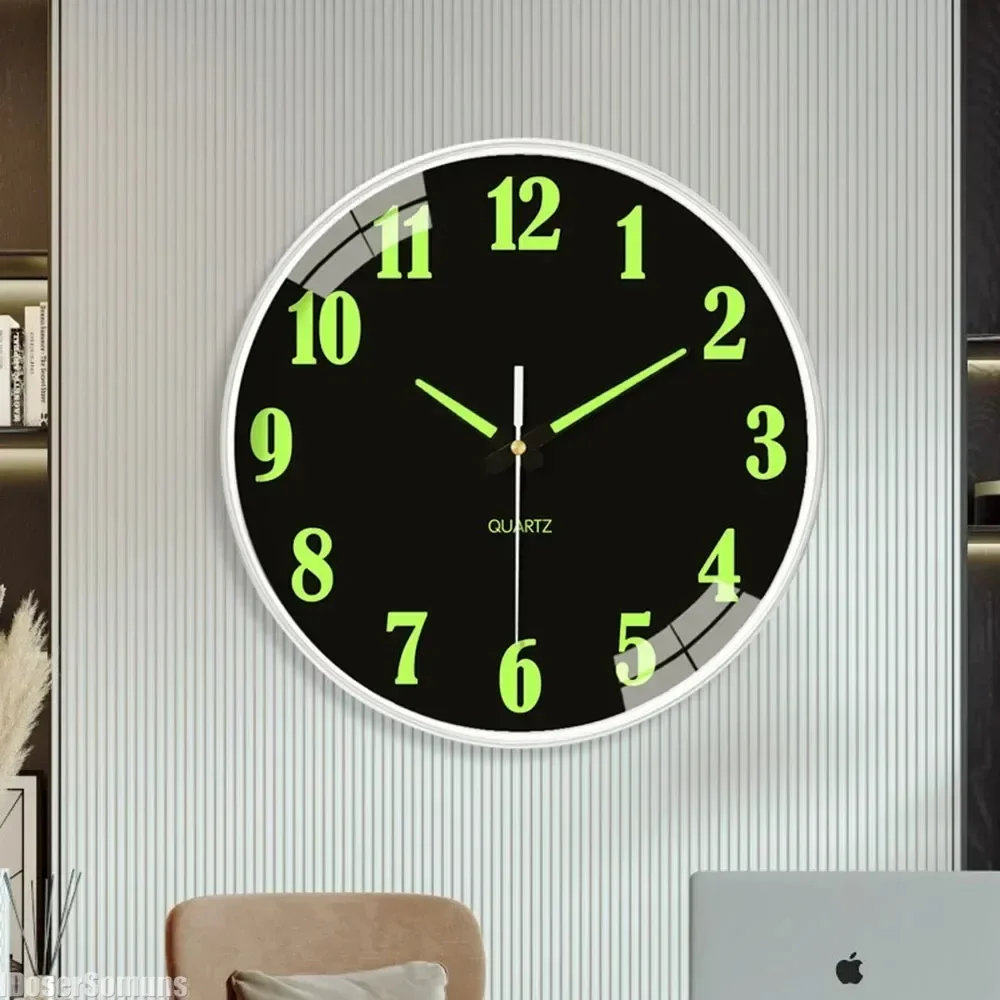 Modern Design Clock Luminous Dial Wall Clock Operated Desktop Kitchen ...