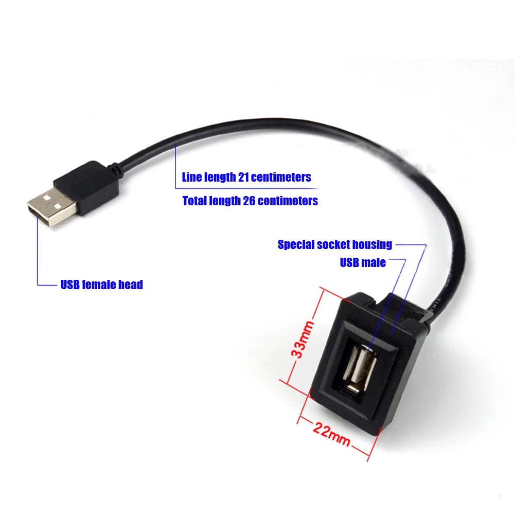 USB-2-0-Car-Dashboard-USB-Extension-Cable-For-Toyota-Vios-Ralink-For ...