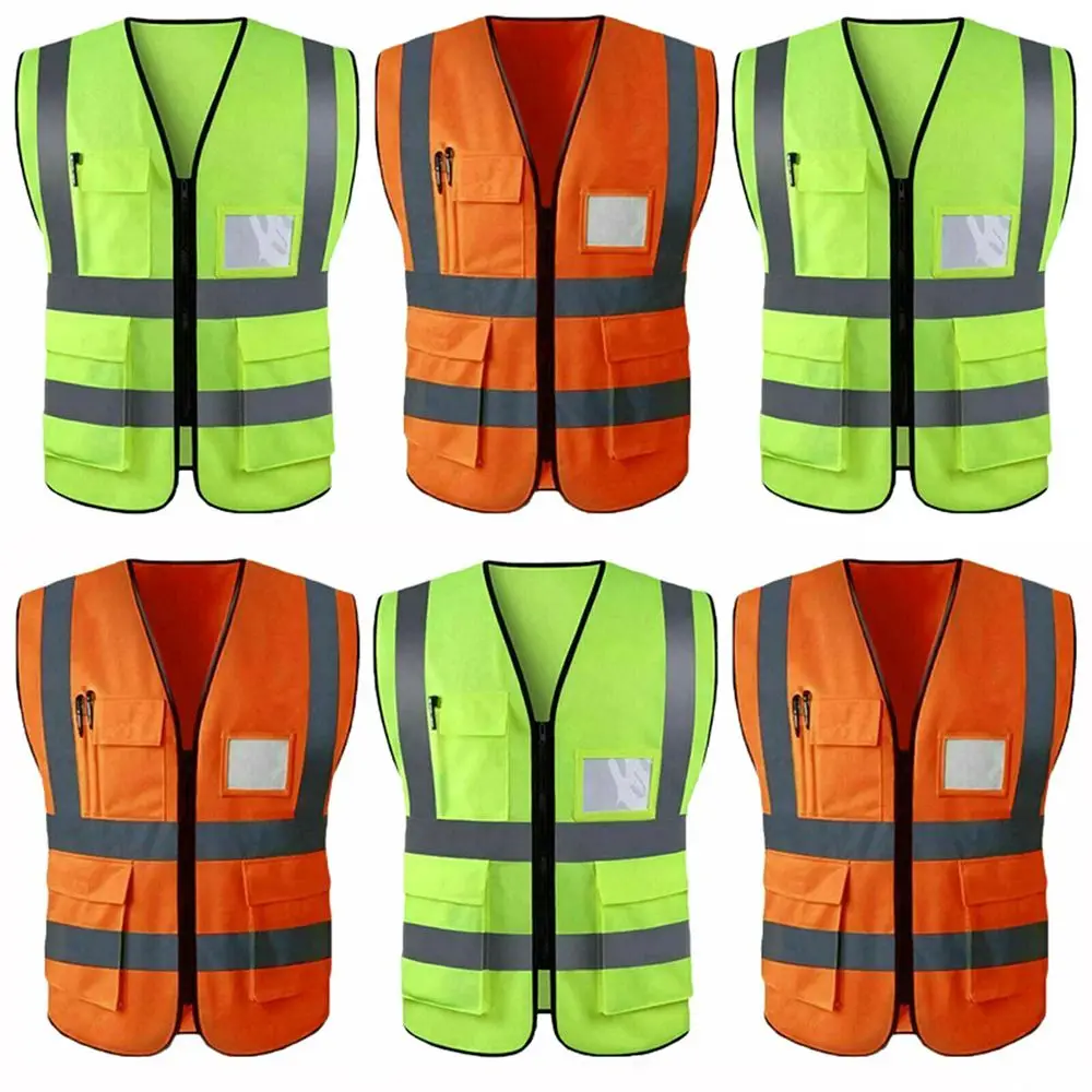 1PC-Hi-Vis-Visibility-Vest-reflective-High-Viz-Safety-With-Pockets-ID-Waistcoat-Safety-Work ...