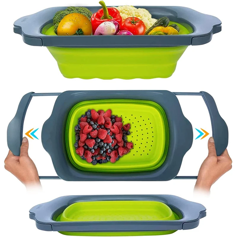 LMETJMA Collapsible Colander with Extendable Handles Colander Strainer ...