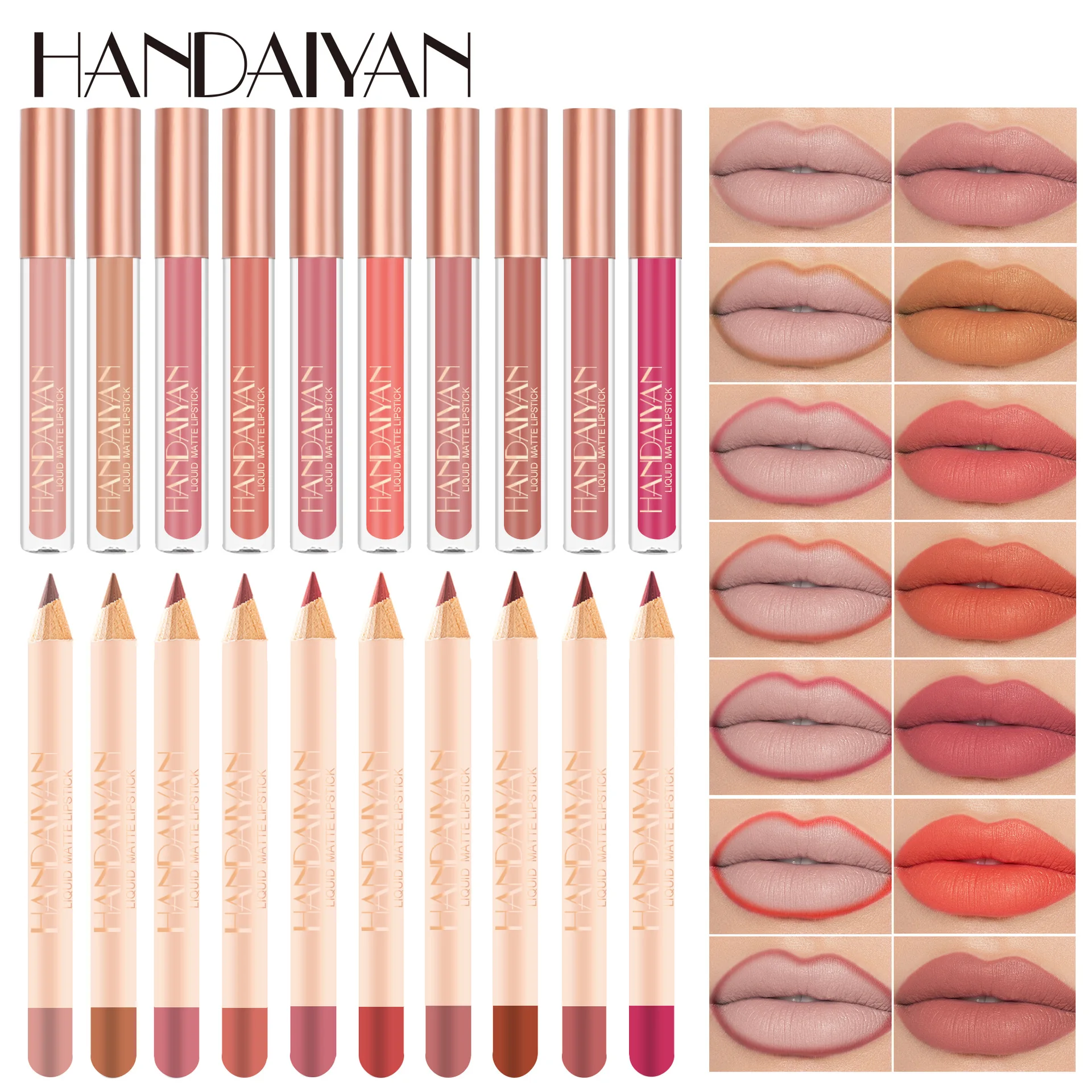 HANDAIYAN-matte-lipliner-lip-gloss-combination-package-non-staining-cup ...