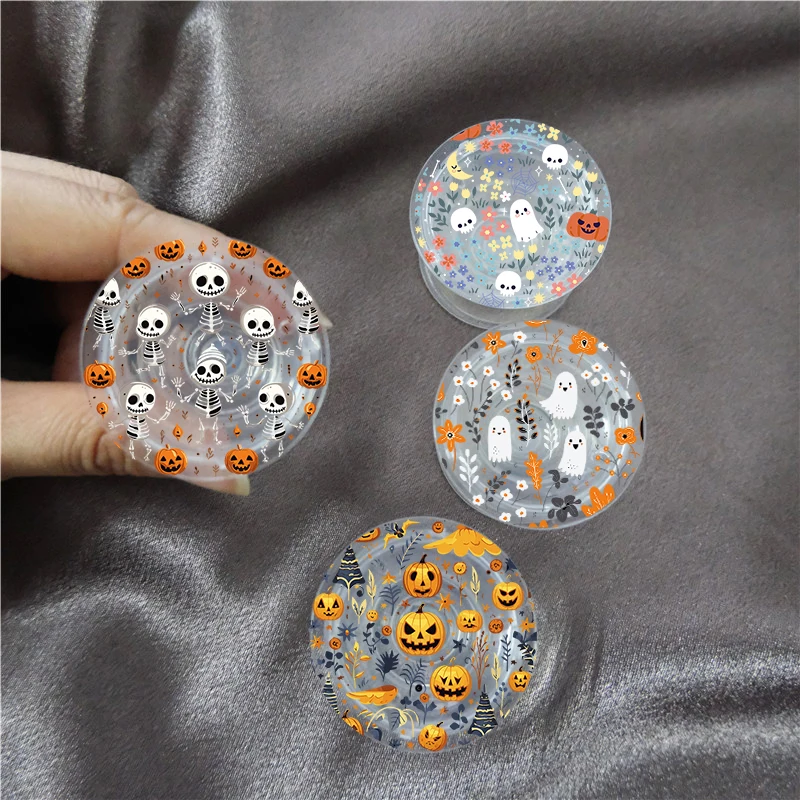 Halloween Pumpkin Floral Ghost Folding Mobile Phone Grip Stand Holder ...
