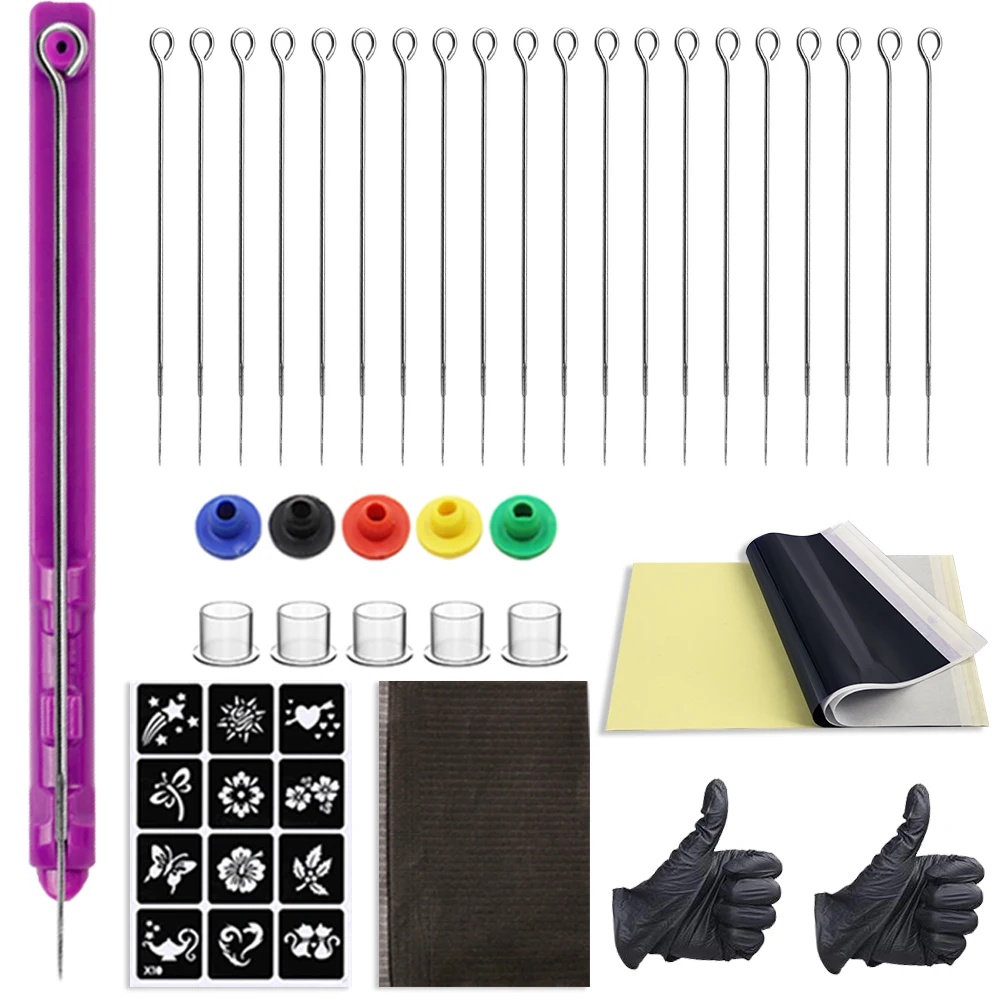 Kit de tatouage 3D Hand Poke and Stick,encre de tatouage DIY,ensemble pour l'art corporel ...