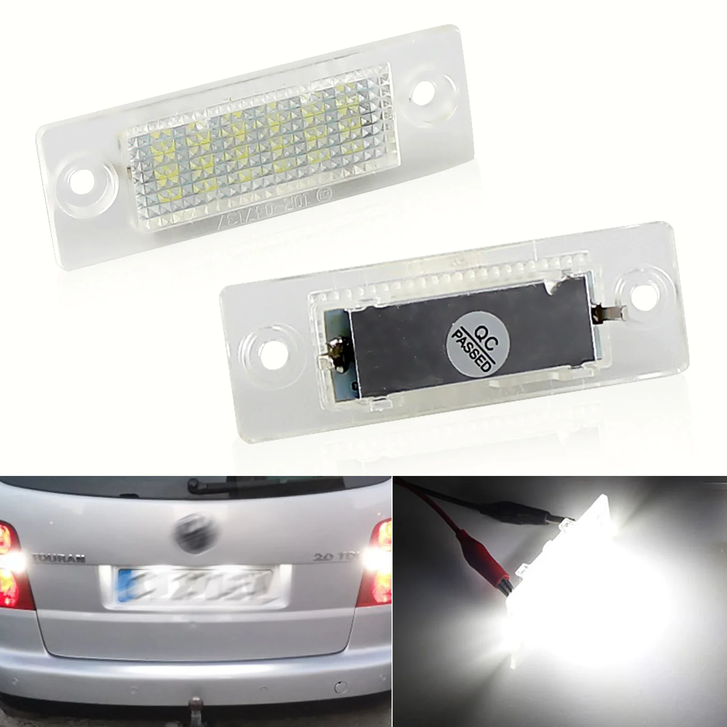 2PCS 12V LED License Number Plate Light for VW Touran Golf Caddy Jetta ...