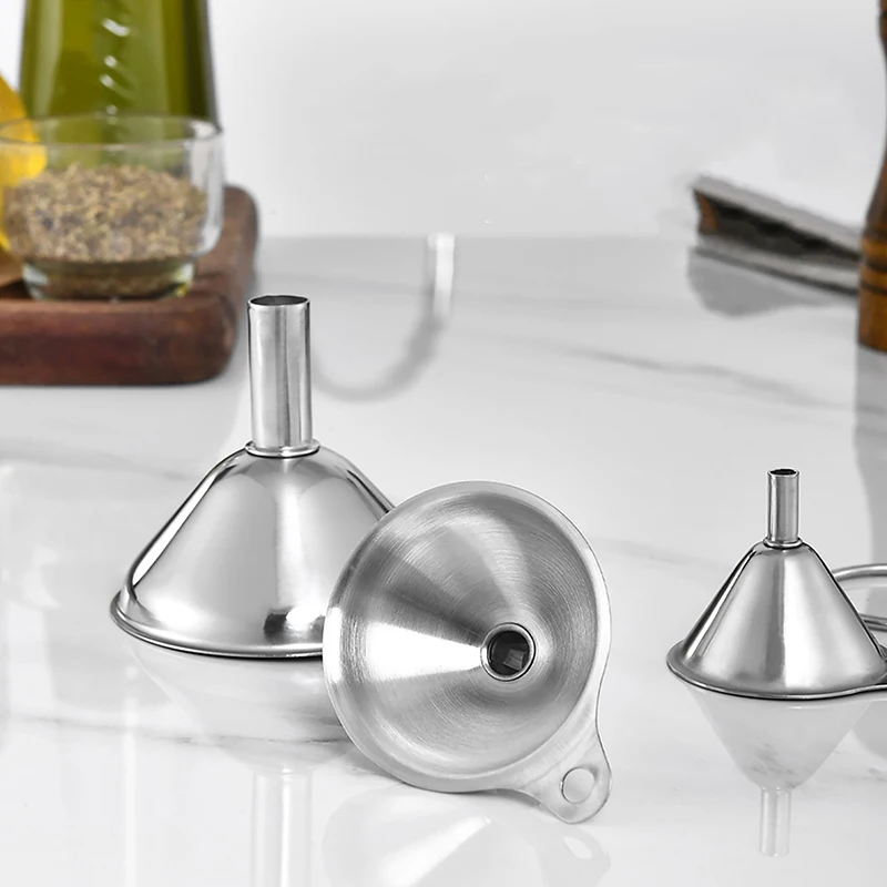 Stainless-Steel-Funnel-Three-piece-Set-Mini-Funnel-Oil-Spill-Wine-Spill ...