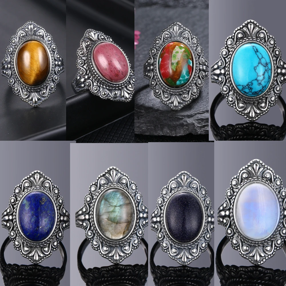 Oval-Natural-Labradorite-Rings-for-Women-Men-925-Sterling-Silver-Ring ...