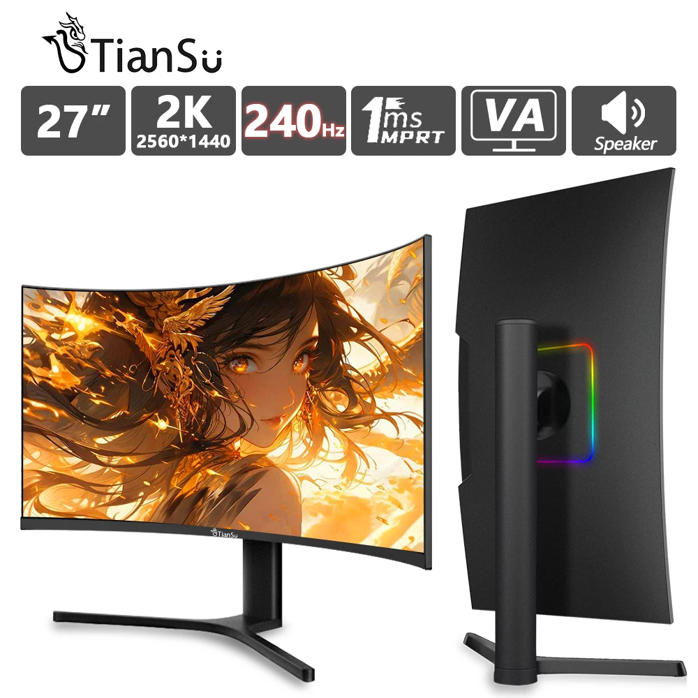 TIANSU-Monitor-curvo-de-27-pulgadas-para-Gaming-pantalla-de-ordenador ...