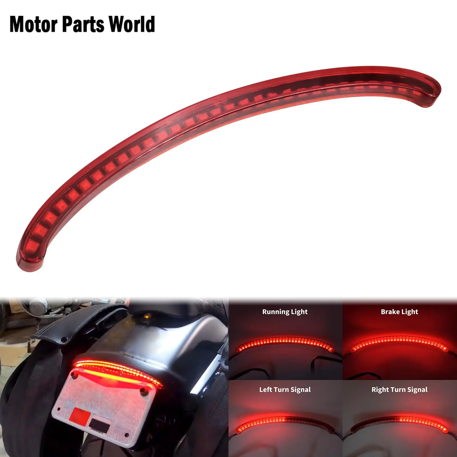 Motorcycle Rear Fender LED Taillight & Turn Signal Assembly Running ...