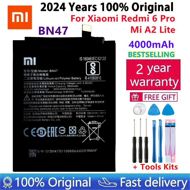 Xiao Mi Original Battery BN47 4000 mAh for Xiaomi Redmi 6 Pro / Mi A2 ...
