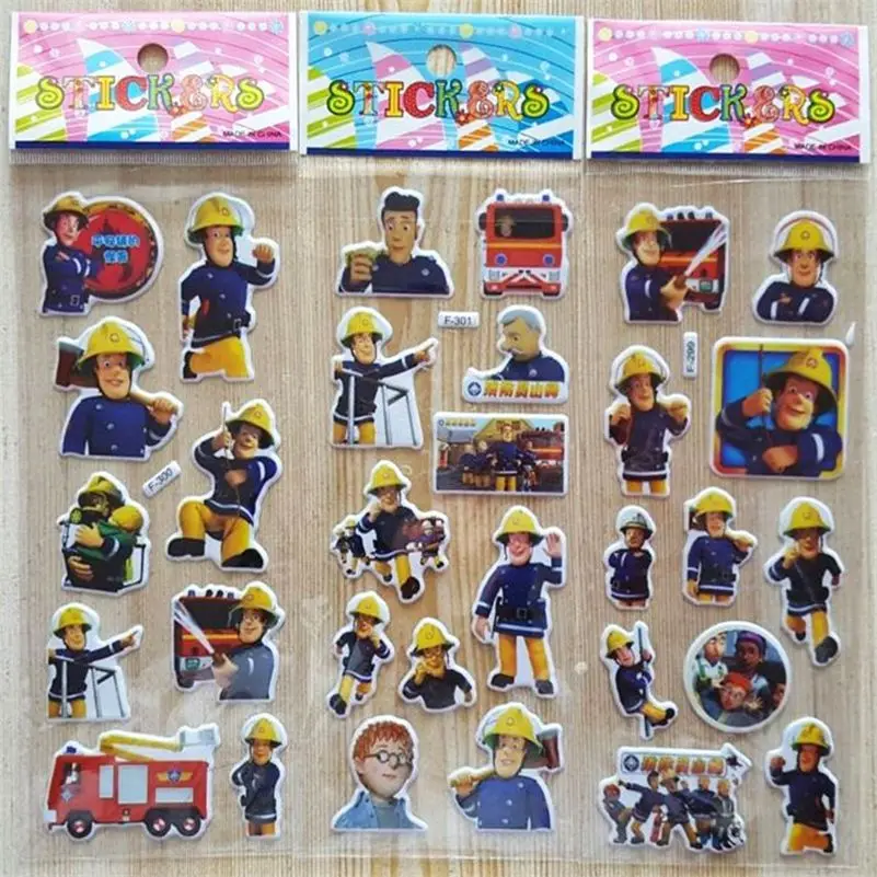 12-Pcs-Cartoon-Fireman-Sam-Stickers-for-Kids-Child-Education-Rooms-Home ...