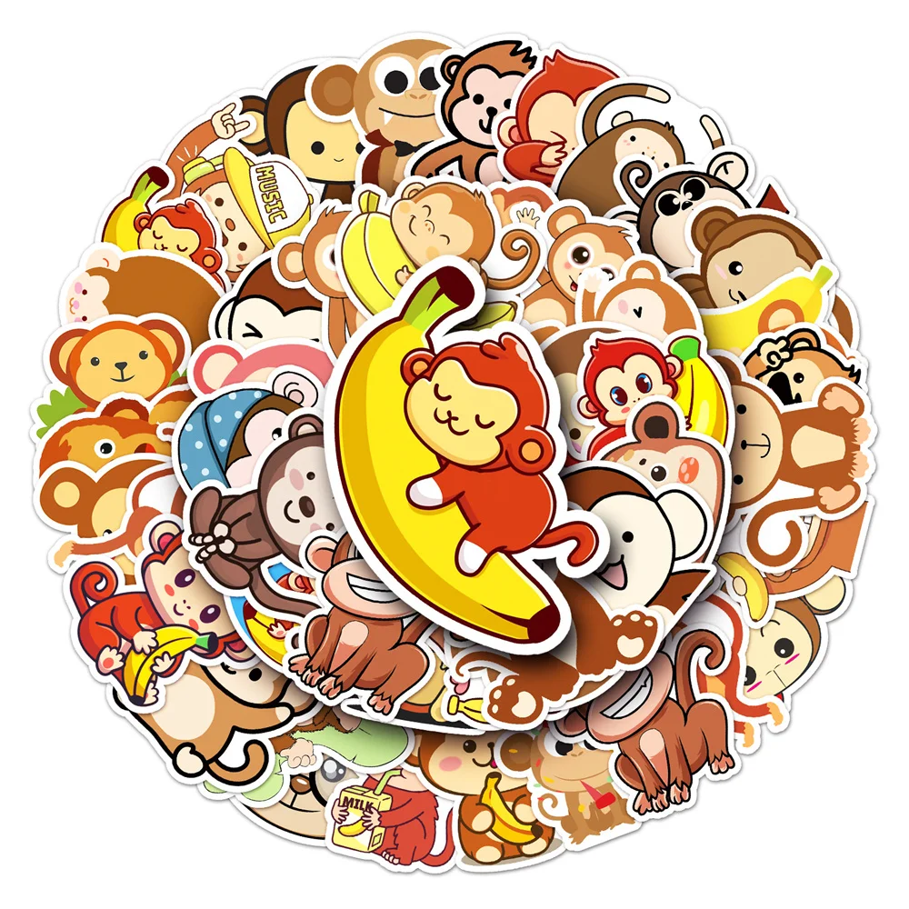 50pcs Cartoon Monkey Stickers For Stationery Notebooks Kscraft Laptop ...