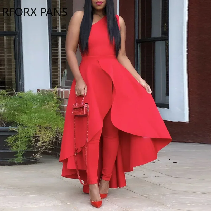 Robe-de-soir-e-rouge-pour-femme-solide-l-gante-une-initi-e-Asell-fente ...