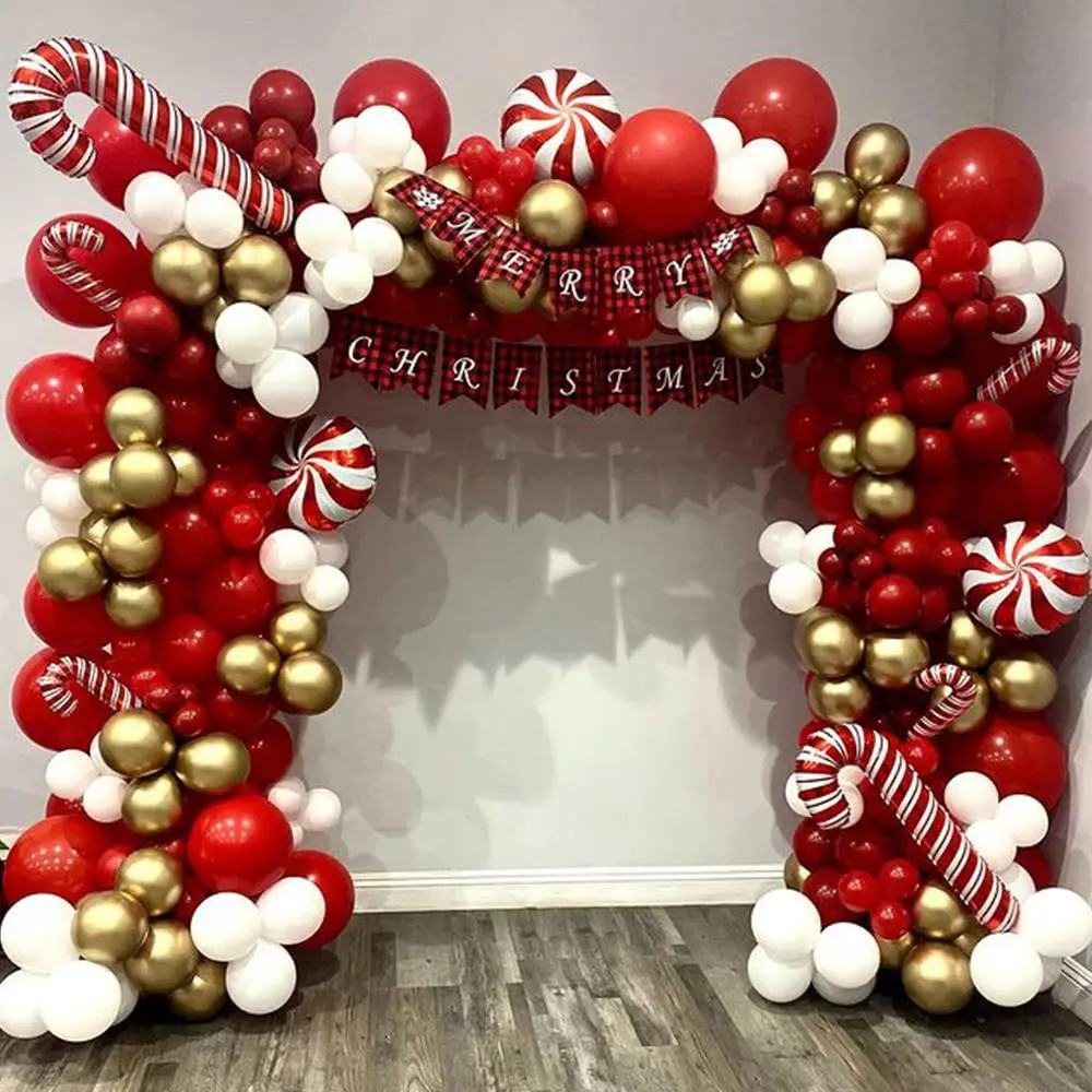 133pcs-Christmas-Red-Balloon-Garland-Arch-Kit-Lolipop-Candy-Cane-Foil ...