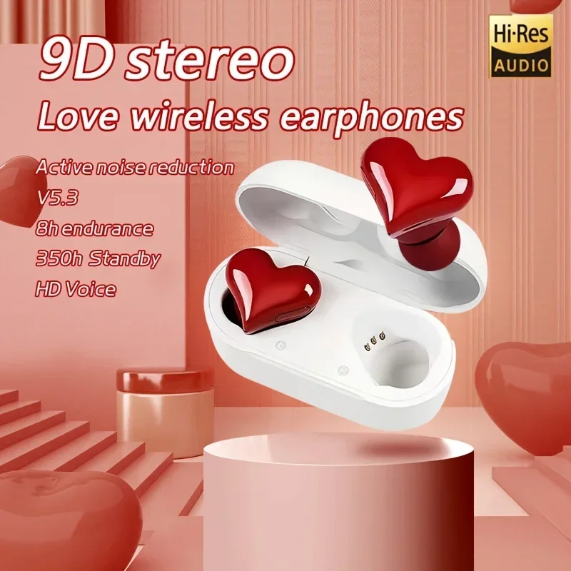 Heart-Shaped-Earphones-Headphones-Immersive-Sound-Wireless-Earphones ...
