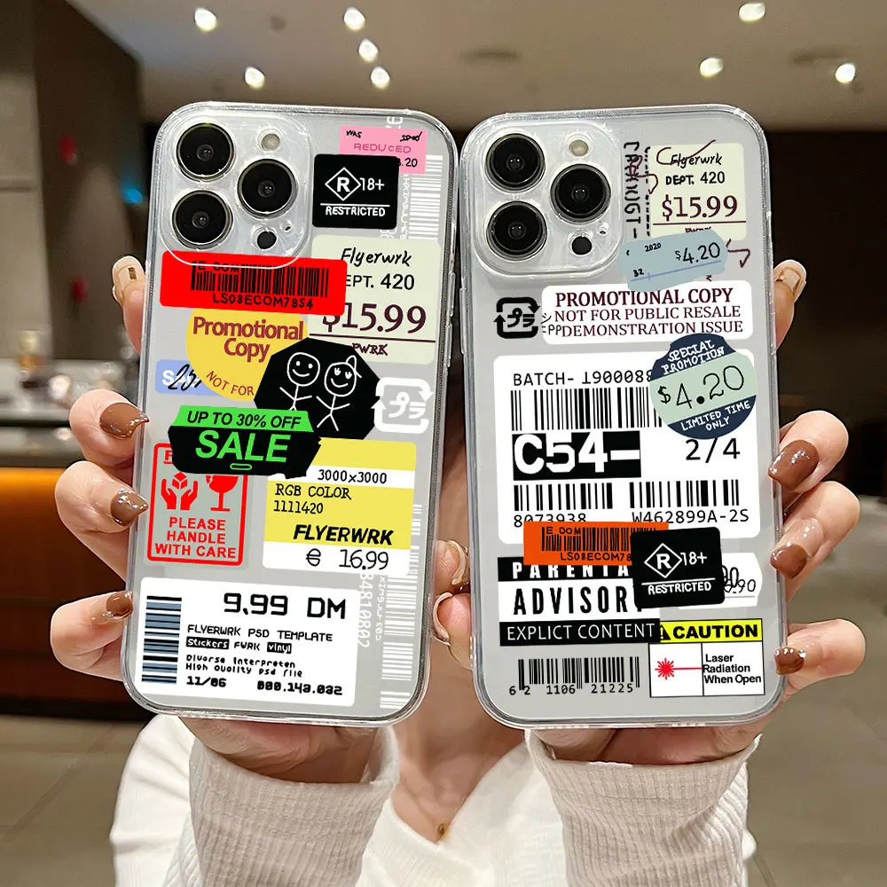 Fashion-Stamp-Label-Barcode-Phone-Case-For-Xiaomi-Redmi-Note-13-12-12C ...