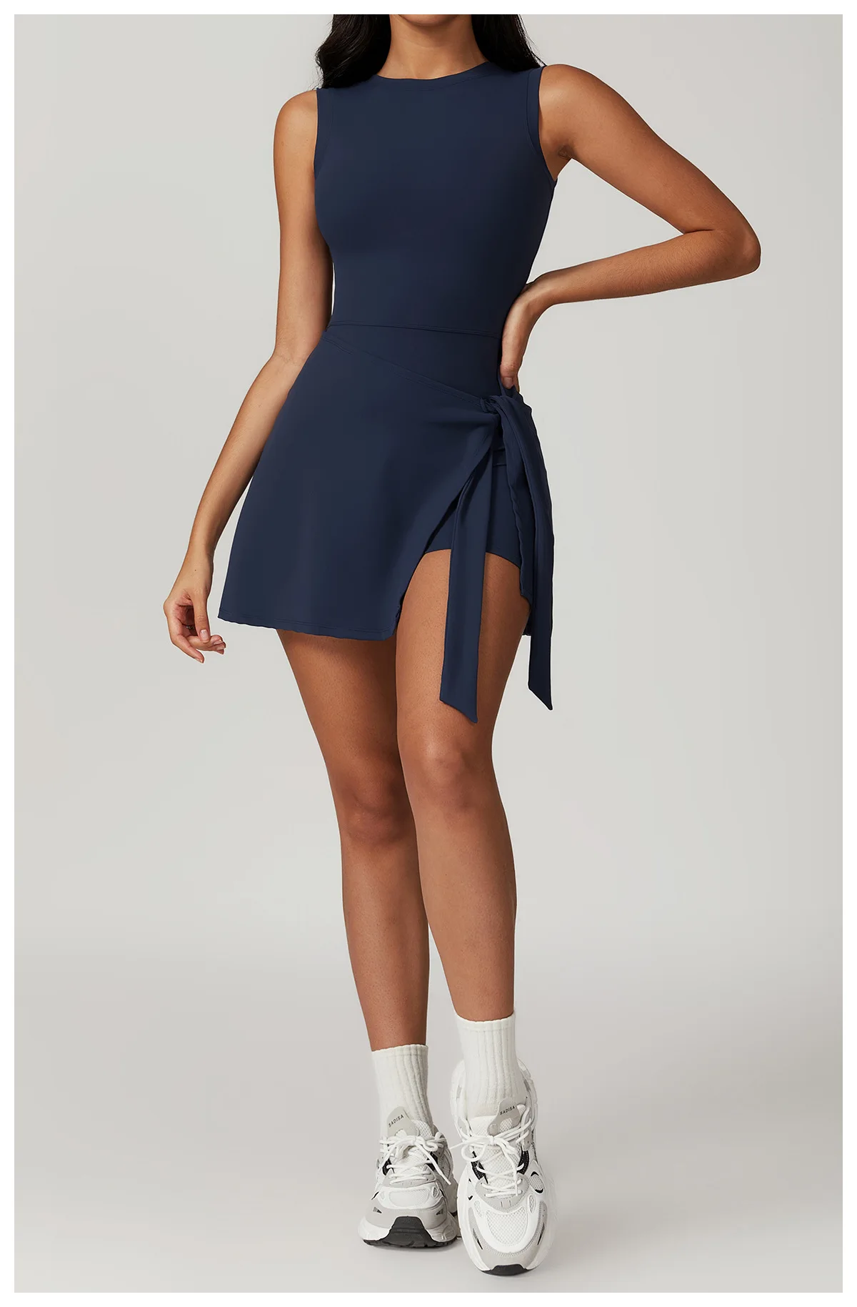 Womens-Tennis-Dress-with-Shorts-Side-Slit-U-Back-Mini-Dress-Sleeveless ...