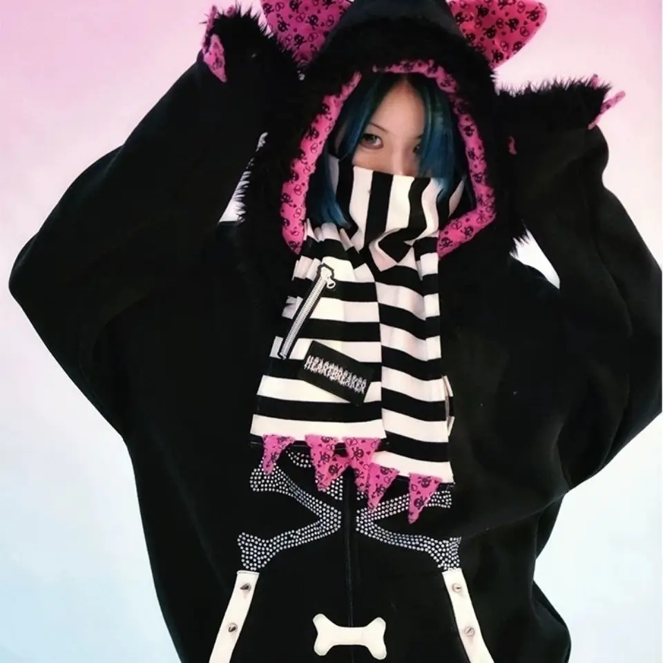 Mall-Goth-Black-White-Stripe-Keep-Warm-Scarf-Women-Emo-Harajuku-Punk ...