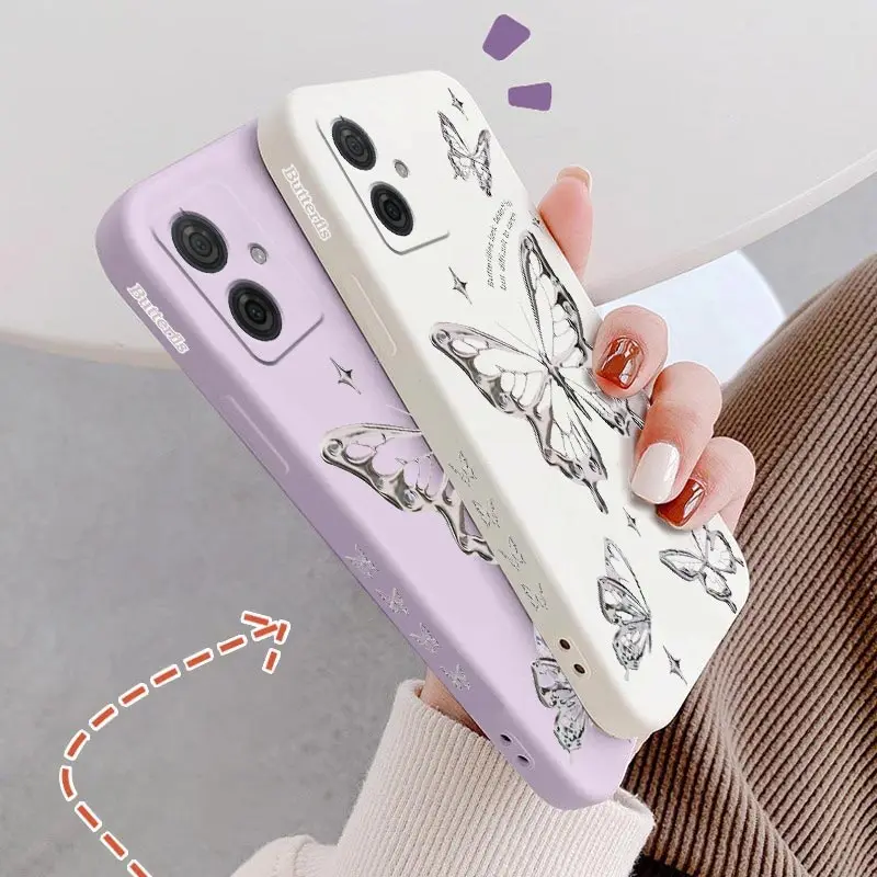 Hollow Butterfly Silicone Phone Case Cover for MOTO G52(G82)(G71S) (White)