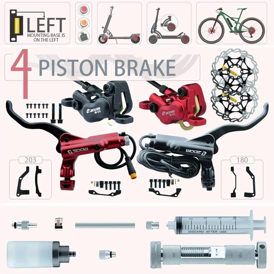 Zoom-HB-876E-4-piston-Left-Disc-Hydraulic-Brake-E-bike-Folding-Mountain ...