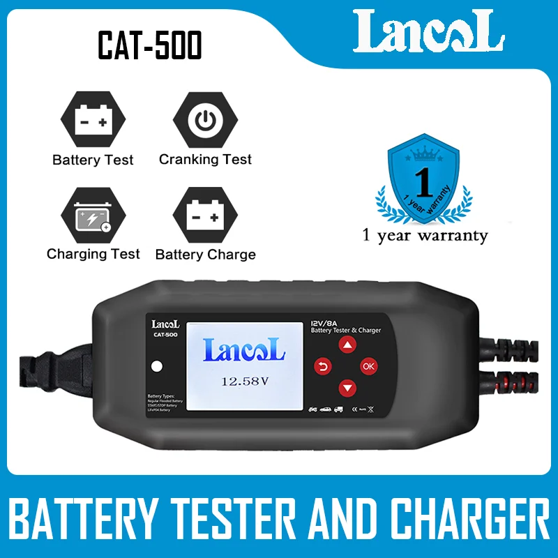 Lancol CAT 500 2 In 1 12V Battery Tester Battery Charger 8A Maintainer ...