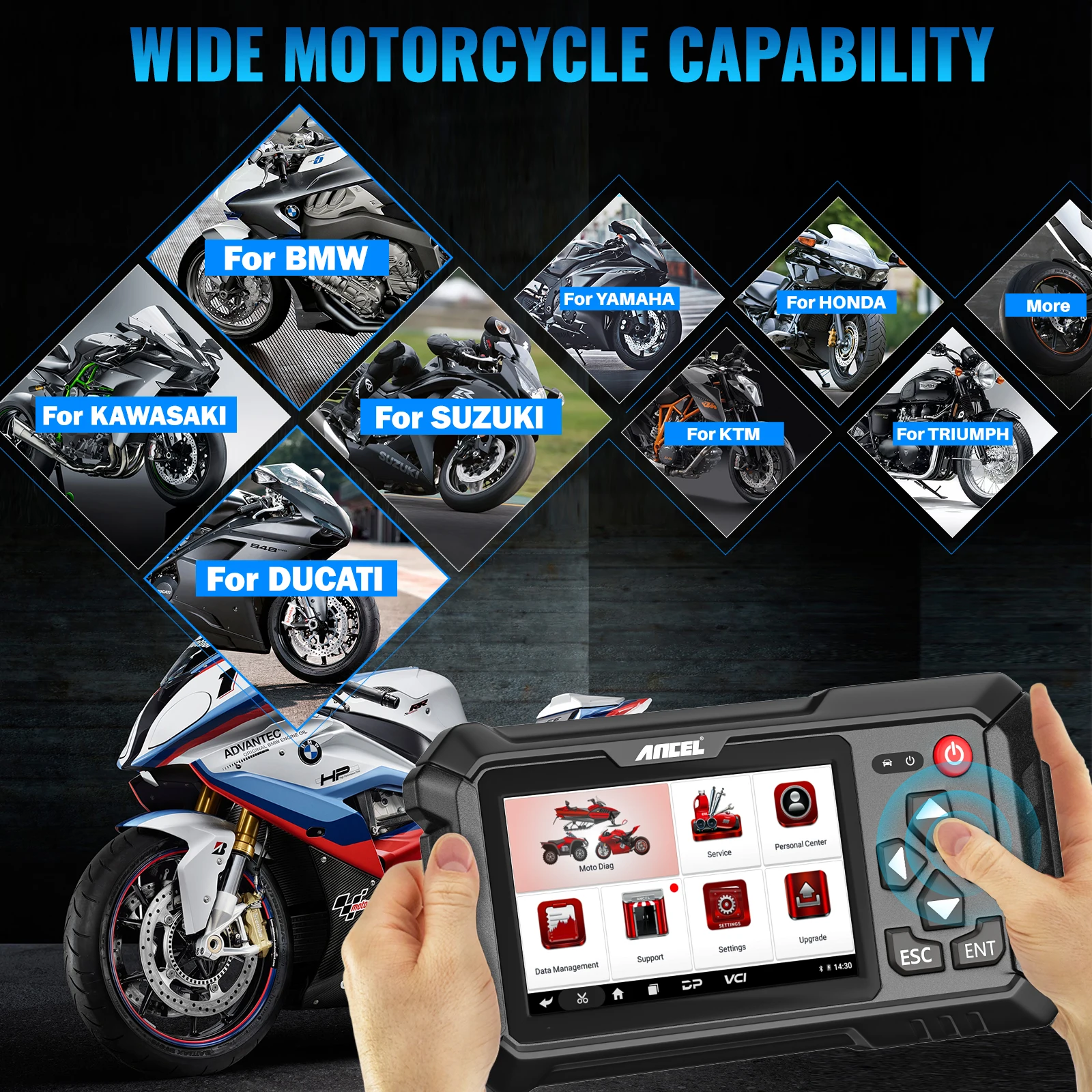 Premium Line ANCEL MT500 PRO 全システム オートバイ診断スキャンツール BMW Ducati KTM ...