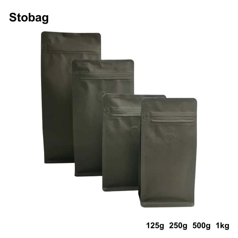 StoBag-20pcs-Black-Kraft-Paper-Coffee-Beans-Bag-Packaging-Ziplock ...