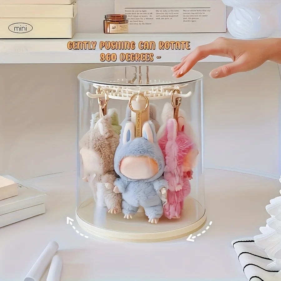 360 ° LABUBU Rotating Display Cabinet with Dome Cover and Dustproof ...