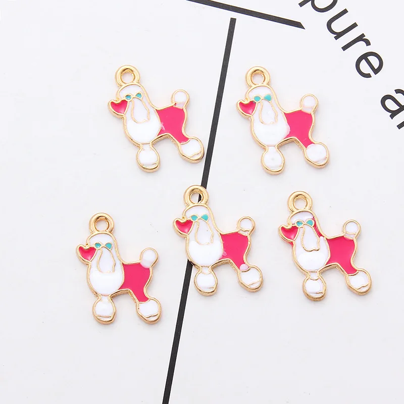 10pcs/pack Cute Dog Animal Enamel Charms Metal Gold Color Pendant ...