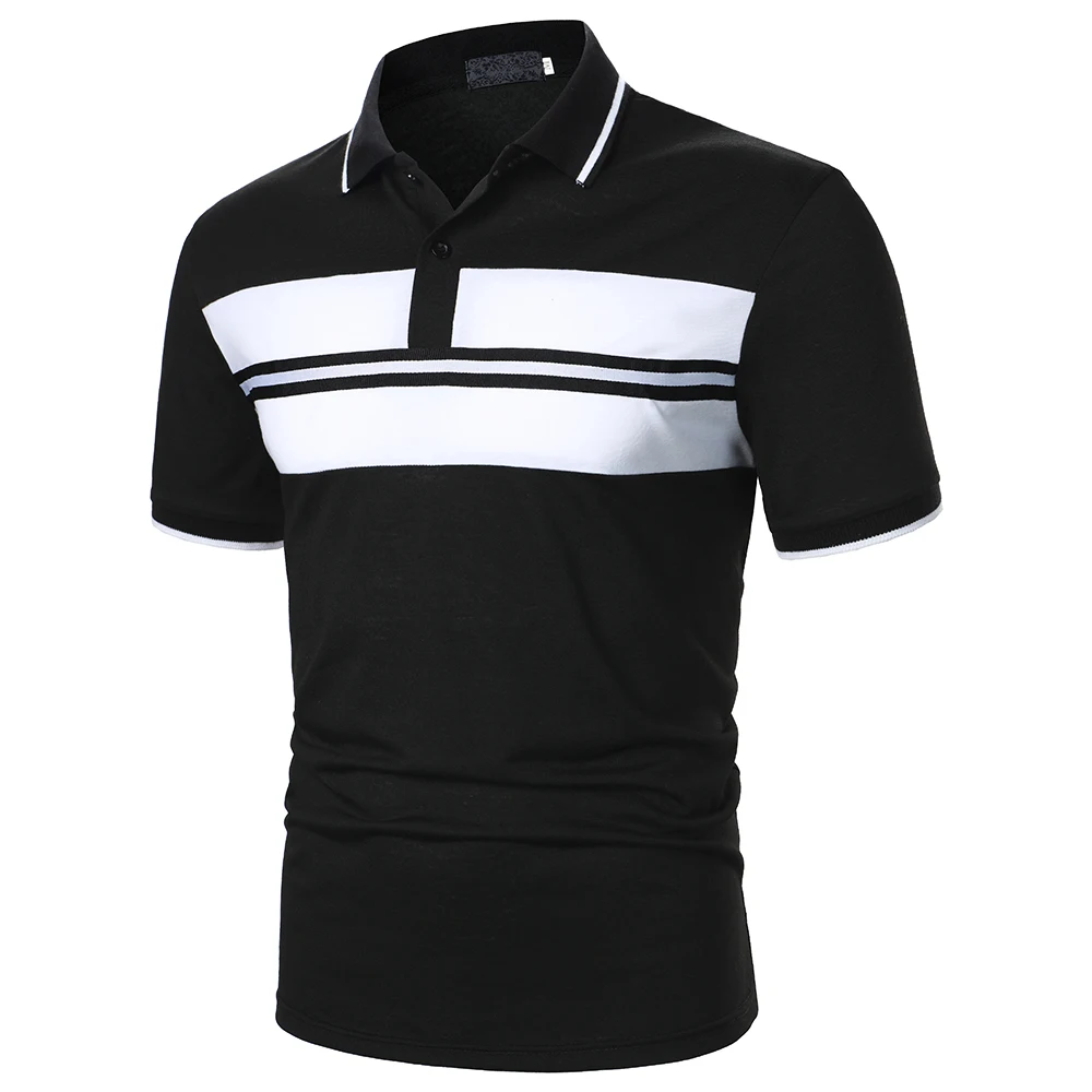 Men-Short-Sleeve-Polo-Shirt-Two-Color-Splicing-Webbing-Details-Design ...
