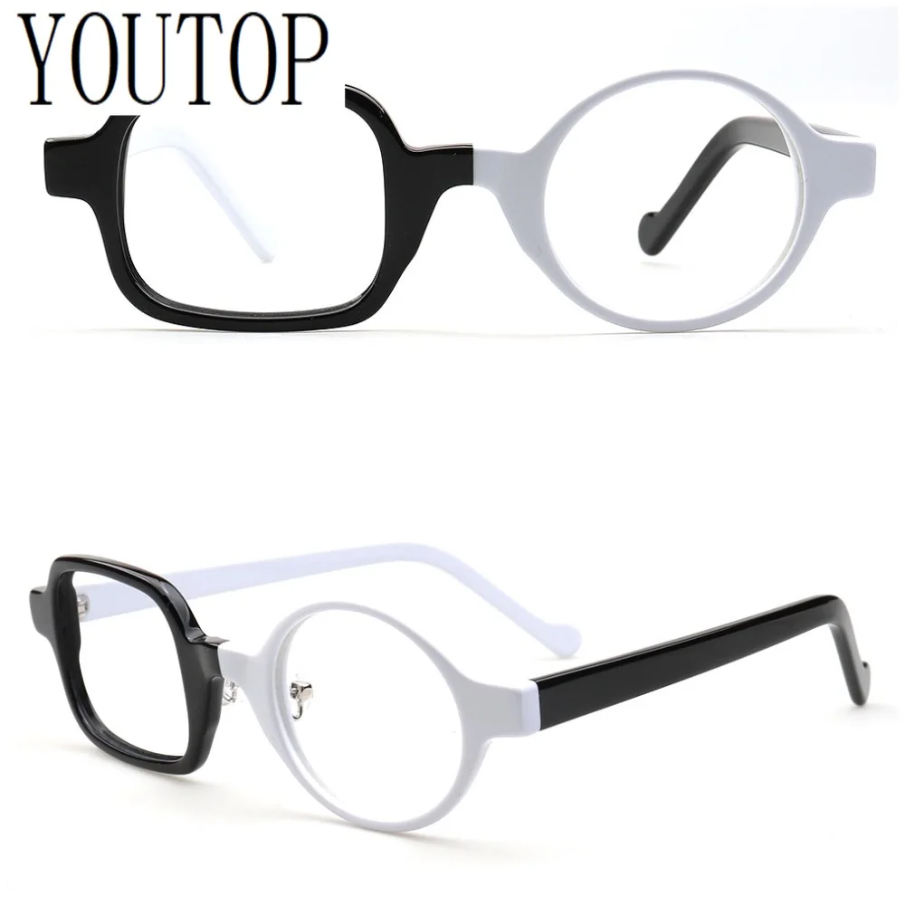 Women Round Eyeglass Frame Men Square Crazy Wacky Mismatch Fashion ...