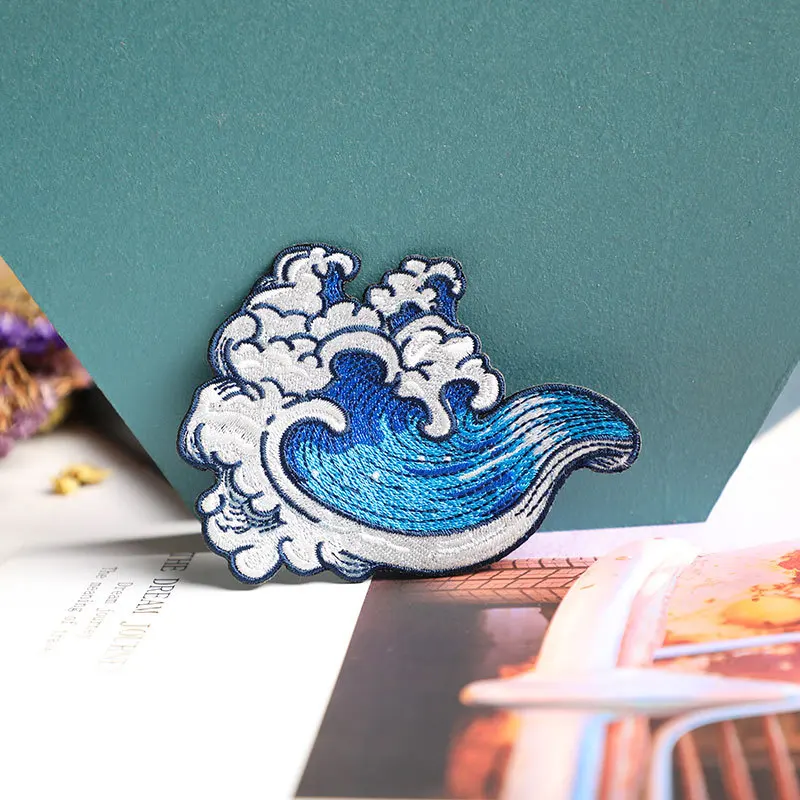 1-Piece-Blue-Sea-Spray-Embroidered-Repair-Patches-Bag-Jacket-Jeans-Iron ...
