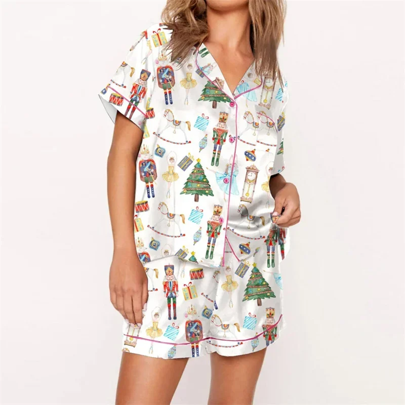 Pijamas-Cascanueces-para-mujer-conjunto-de-pijama-de-Navidad-Tops-de ...