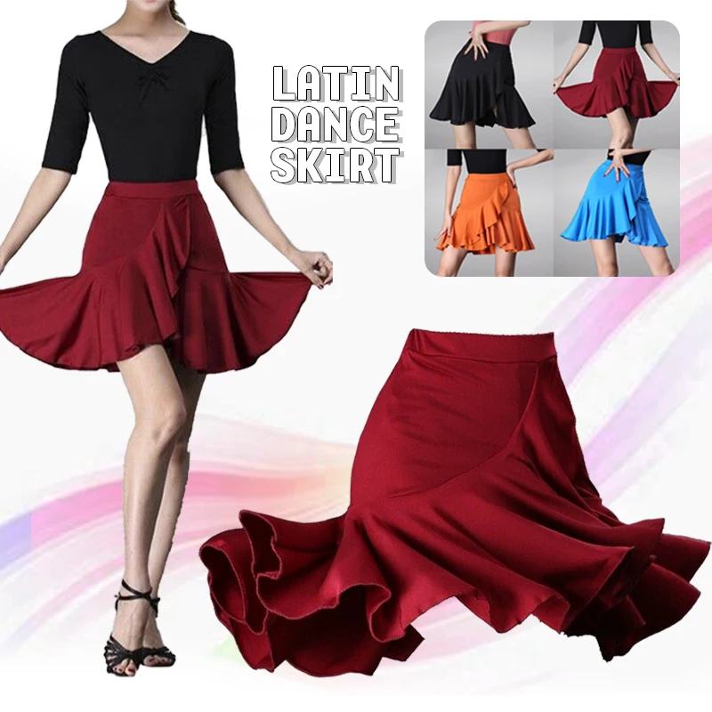 Women-Latin-Dance-Skirt-Ballroom-Rumba-Samba-Tango-Chacha-Waltz-Ruffles ...