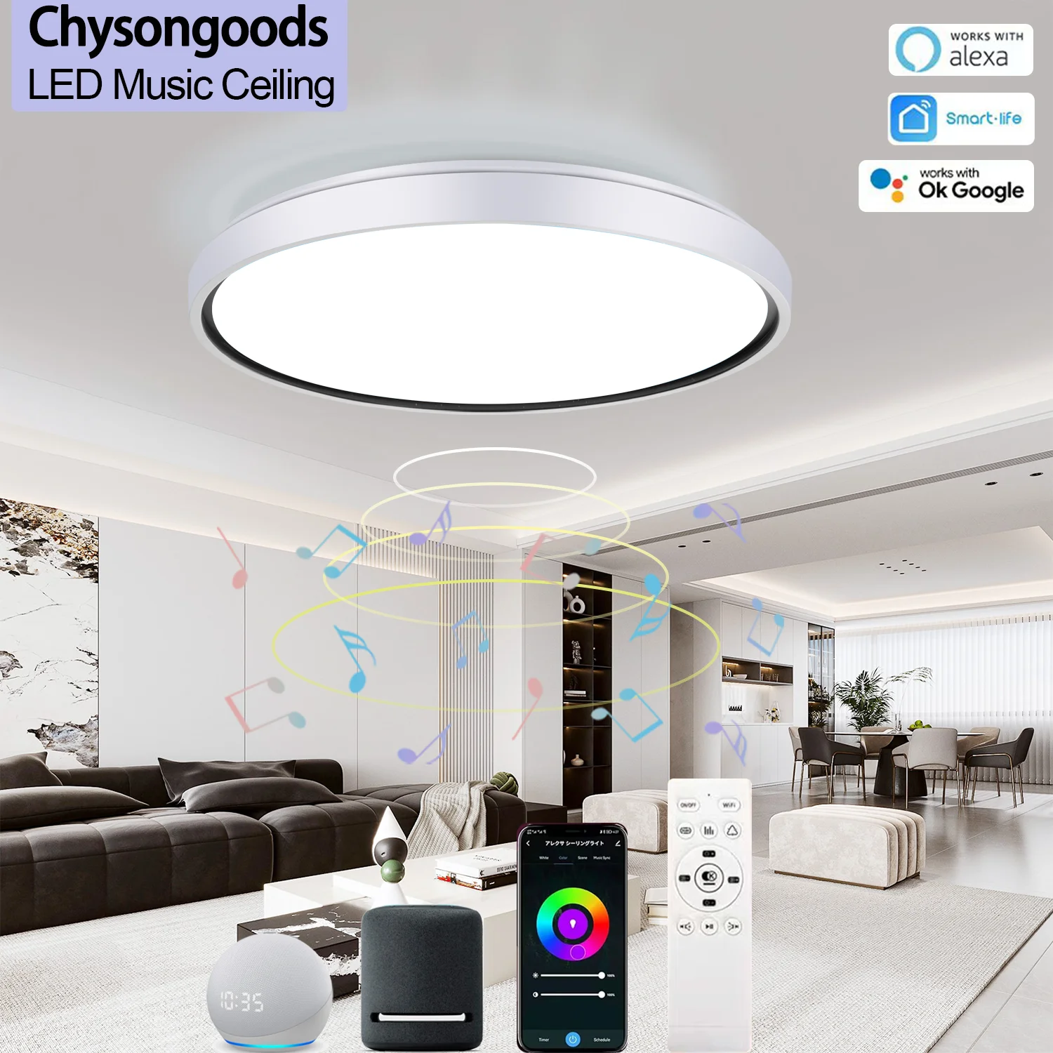 Modern-Wifi-Smart-LED-Ceiling-Lights-With-Bluetooth-Speaker-Compatible ...