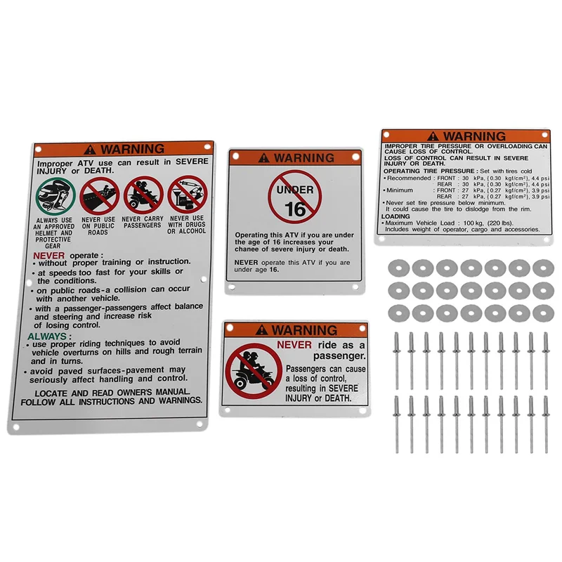 For-Yamaha-Warning-Decals-Stickers-Labels-Aluminum-Backed-Raptor ...