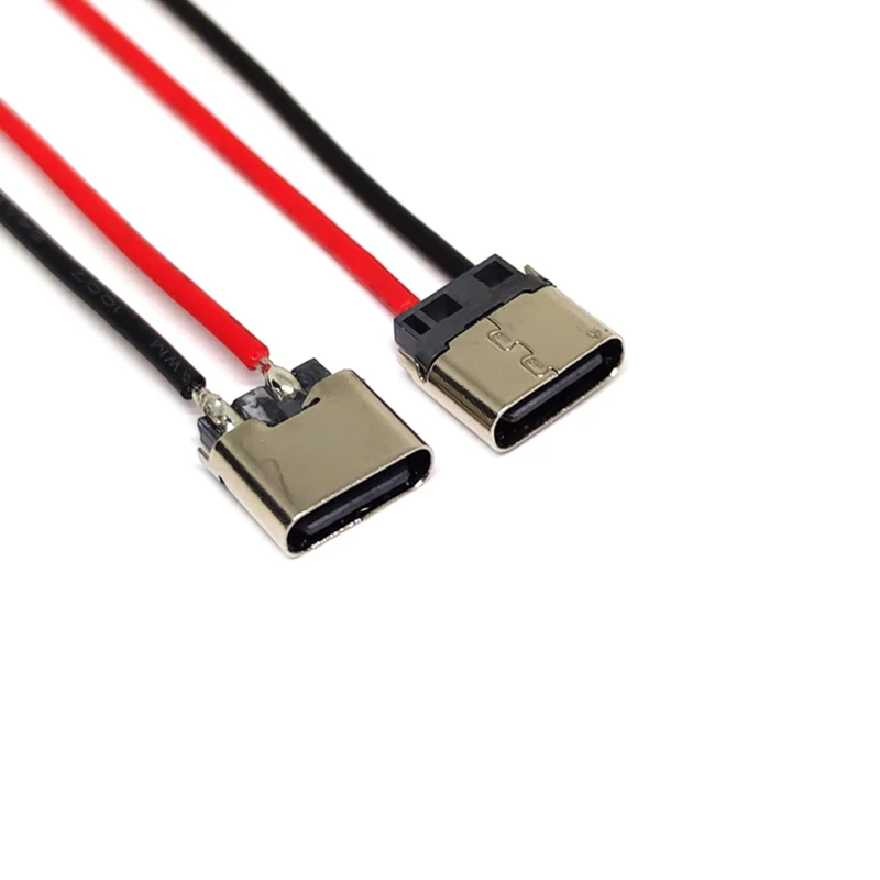 10Pcs USB Type-C 2Pin Soldered Female Base With Wire TypeC Female 3A ...