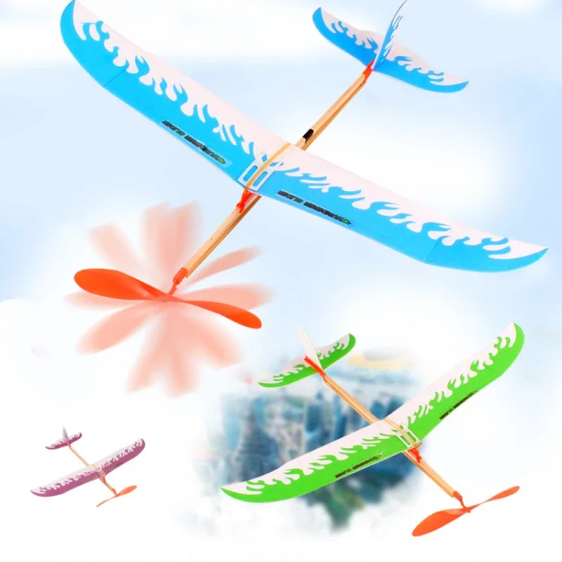 1-Set-Elastic-Rubber-Band-Powered-Flying-Airplane-Plane-Glider ...