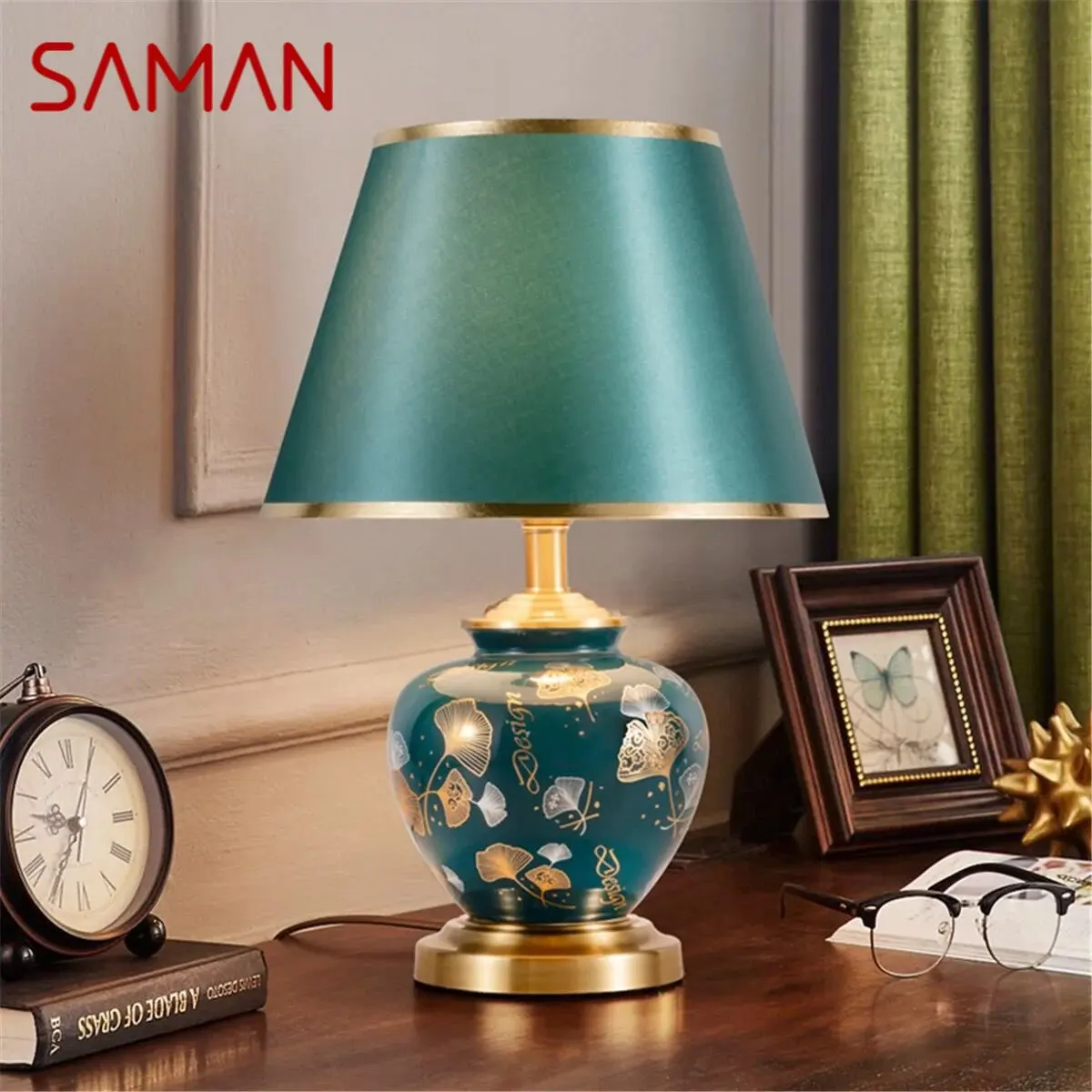 SAMAN-Modern-Green-Ceramics-Table-Lamp-LED-Creative-Dimming-Desk-Light ...