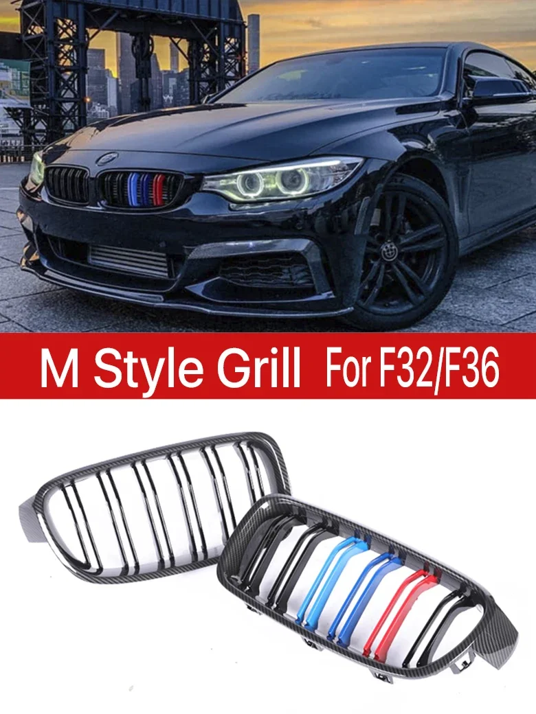 Front-Bumper-Kidney-M4-Grille-Double-Slat-M-Color-Carbon-Fiber-Racing ...