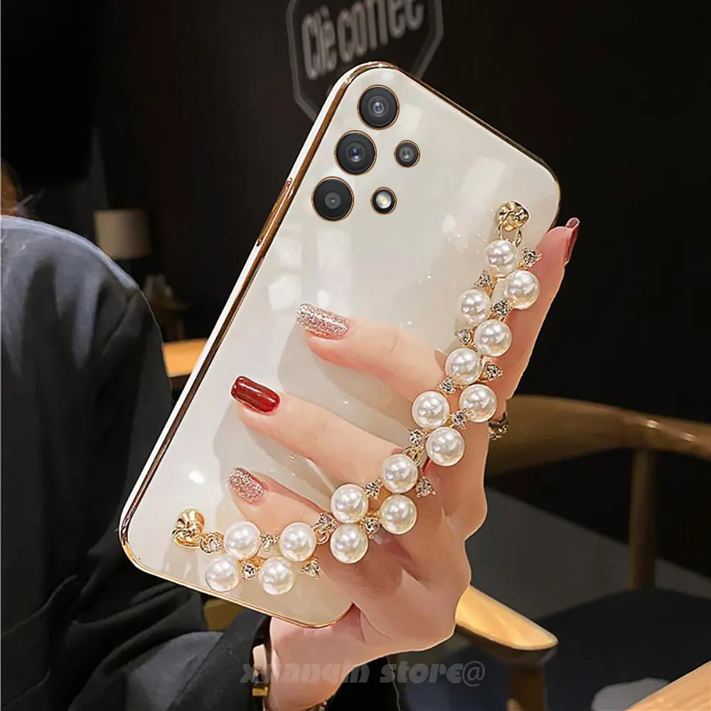 Luxury-Pearl-Wristband-Phone-Case-For-Samsung-Galaxy-Jump-A32-M32-5G-A ...