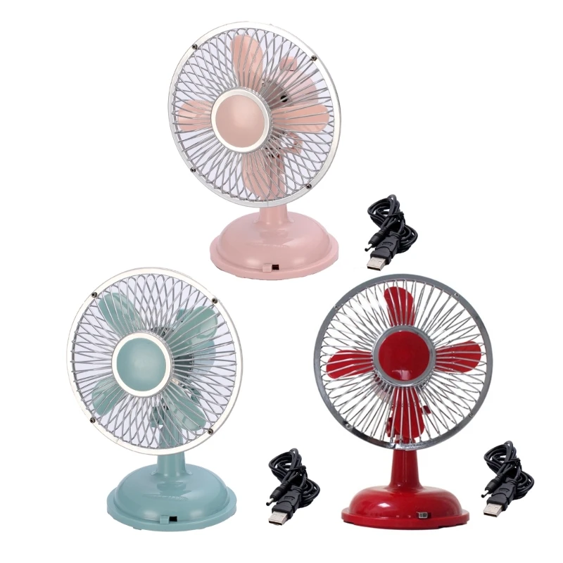 2-Speed-Oscillating-Table-Fan-5-7-Vintaged-USB-AA-Battery-Power-Desk ...