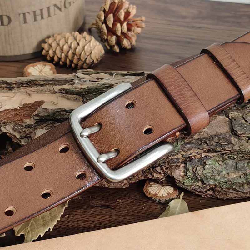 3-8CM-Double-Needle-Buckle-Cowhide-Genuine-Leather-Belt-Luxury-Thick ...