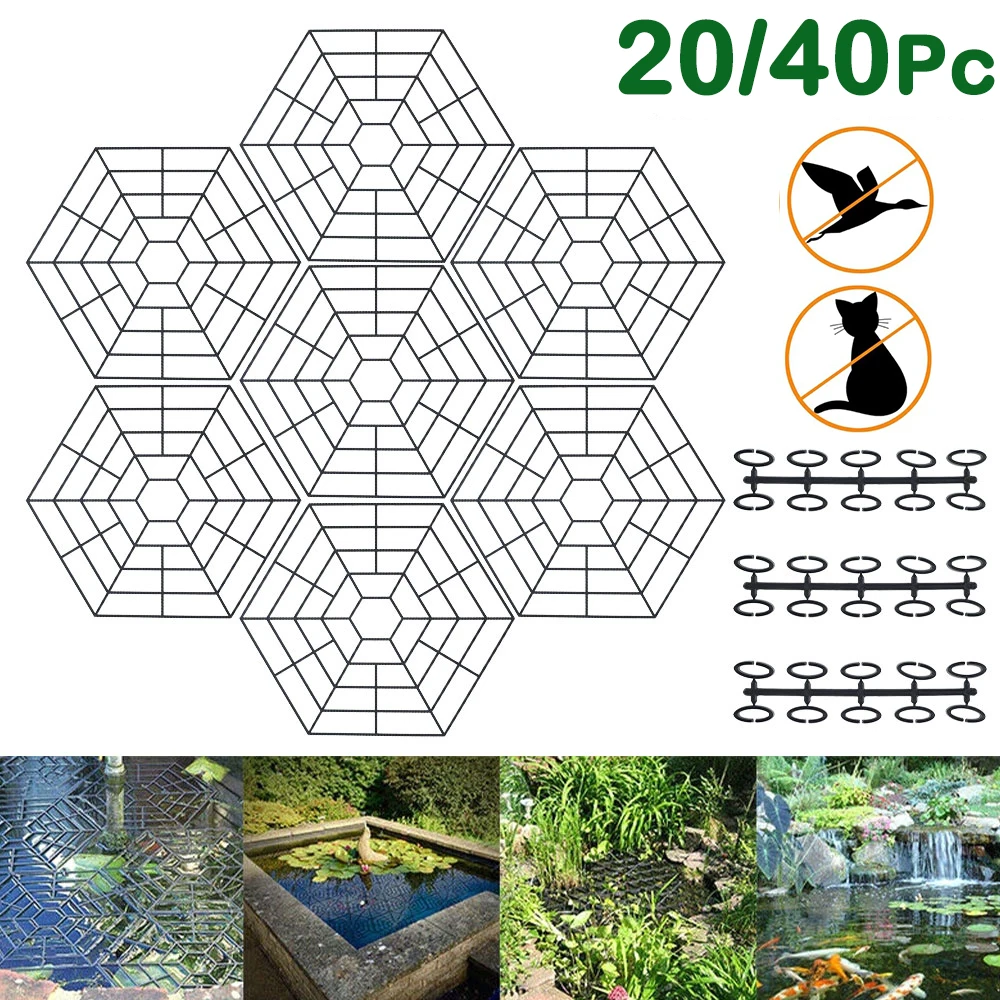 20-40Pcs-Pond-Protectors-Net-Plastic-Garden-Pond-Fish-Guard-Floating ...