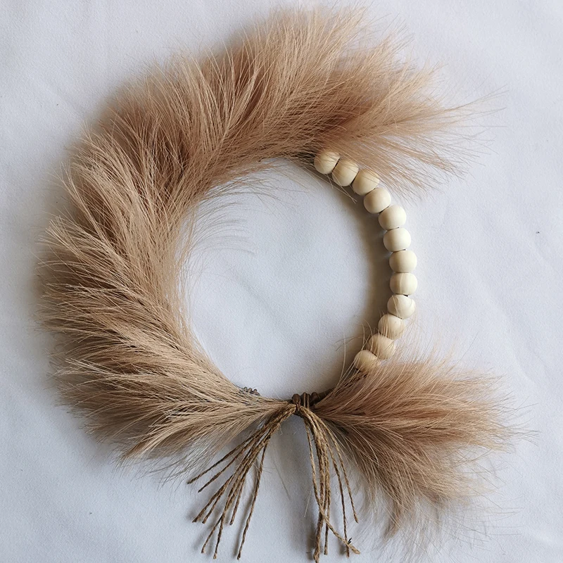Pascal-Grass-Reed-Wood-Bead-Wreath-Simulation-Home-Festival-Bohemian ...