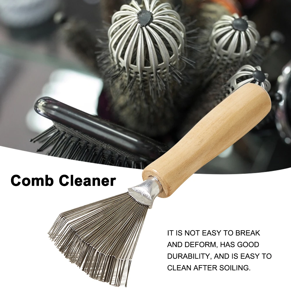 Portable Wooden Comb Cleaner Removable Hair Brush Comb Cleaner Tool ...
