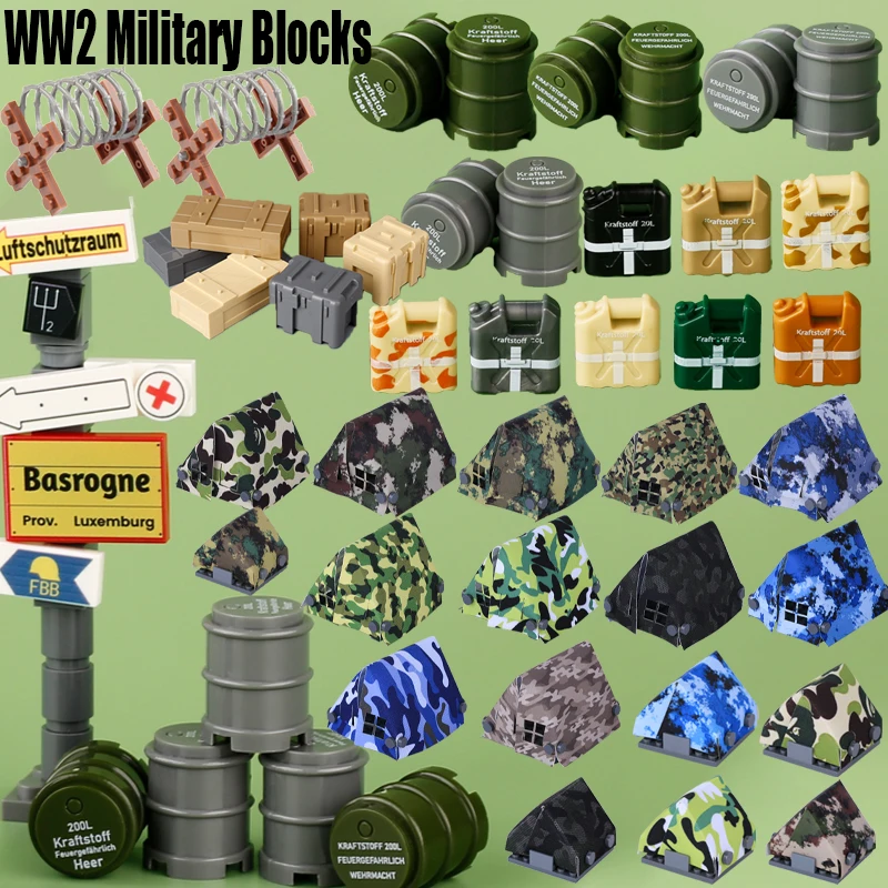 WW2-Military-Oil-Drum-Building-Blocks-Army-Soldier-Figures-War-Infantry ...