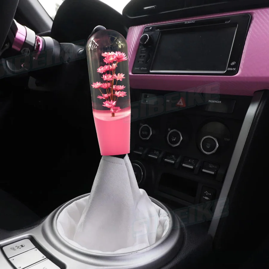 JDM-Car-Accessories-Pink-Flower-Acrylic-Gear-Shift-Knob-15CM ...