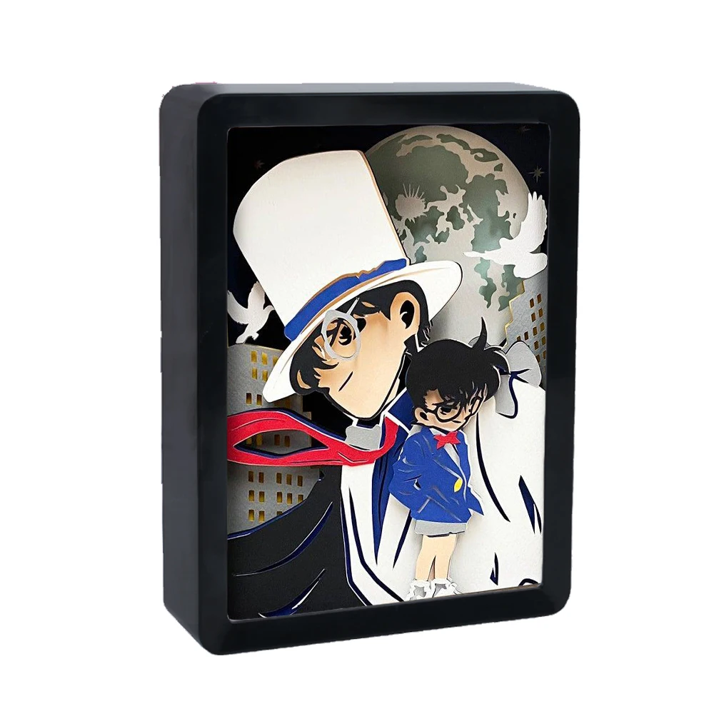 Anime Light Box Paper Cut Detective Conans Shadow Box Frame Children's ...