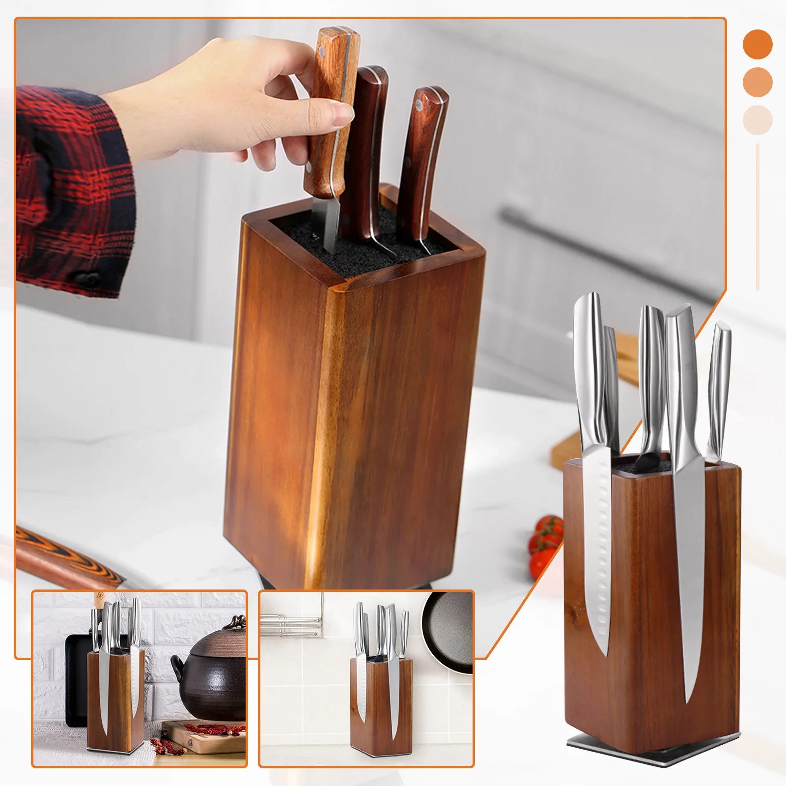 Wooden-Knife-Block-360-Degree-Rotatable-With-External-Magnets-Removable ...